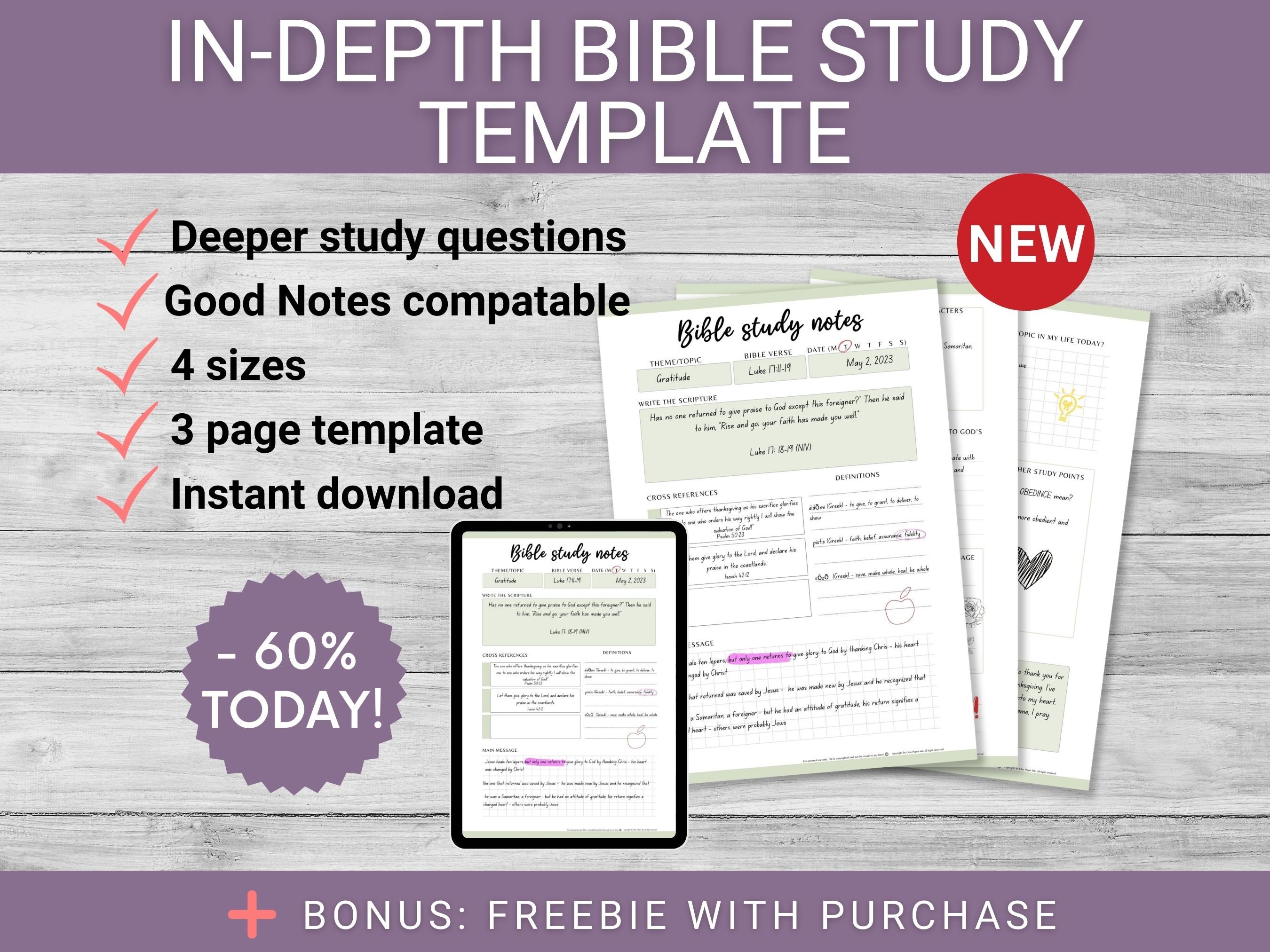 Bible Study Printable in Depth Bible Study Guide Digital - Etsy UK