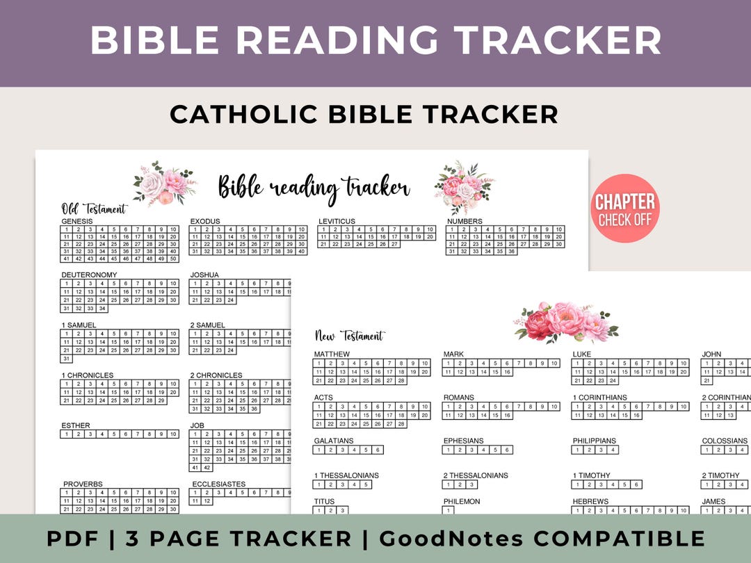 Catholic Bible Reading Tracker, Bible Chapter Checklist, Bible Books ...