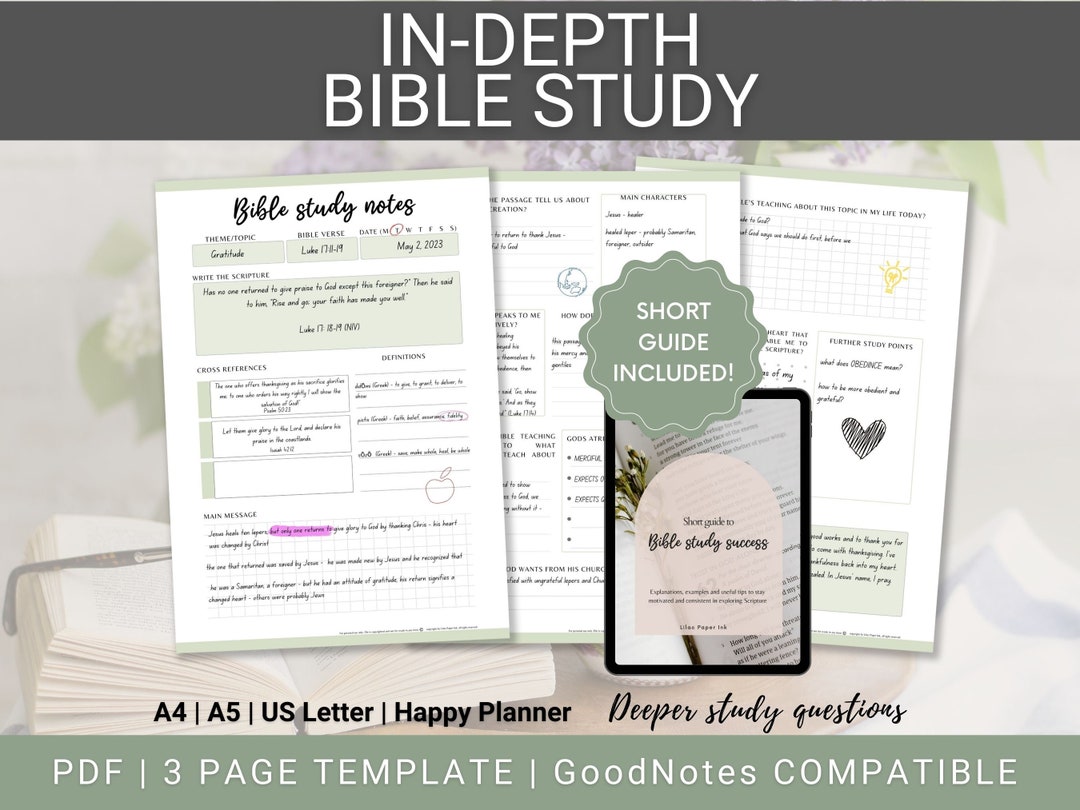 Bible Study Printable in Depth Bible Study Worksheets - Etsy