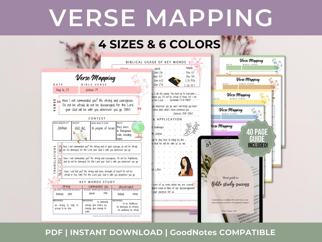 Verse Mapping Printable, Minimalist Bible Study Template, Floral - Etsy