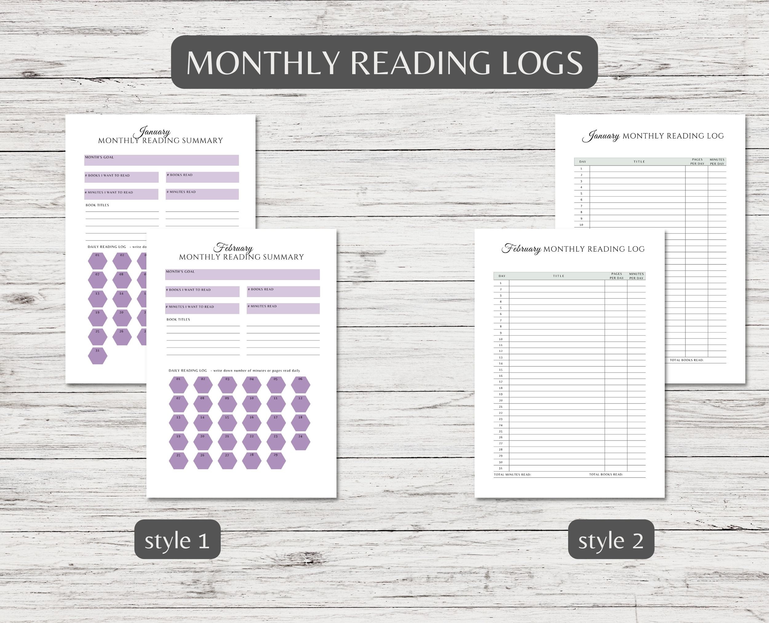 Reading Journal Printable, Digital Reading Journal, Book Log Monthly ...