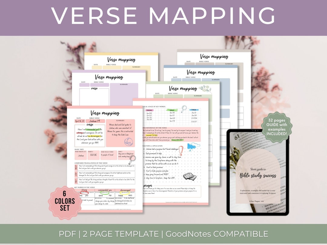 Bible Verse Mapping Printable SET Template, Digital Bible Study ...