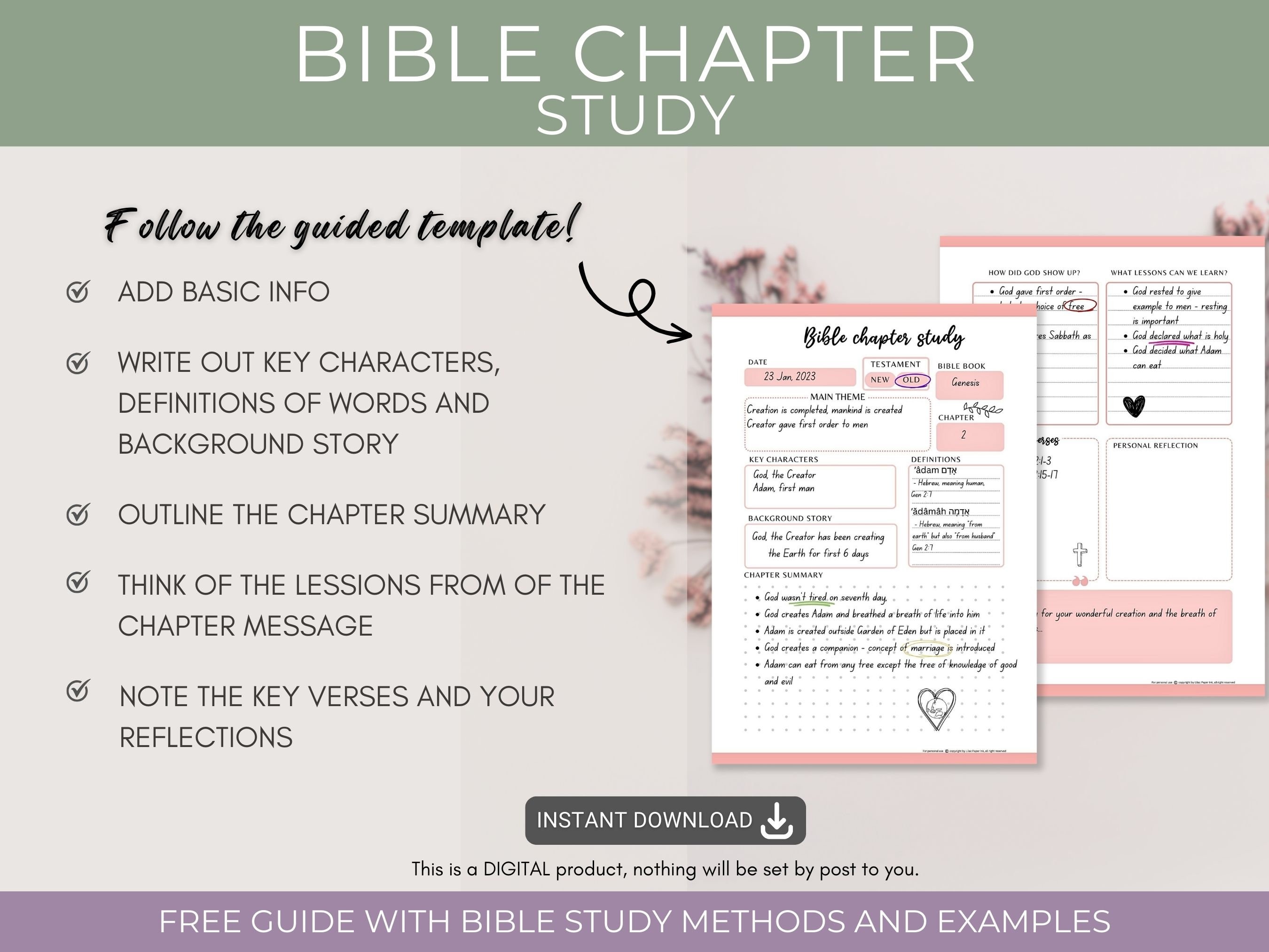 Bible Chapter Study, Bible Study Journal, Printable Bible Study ...