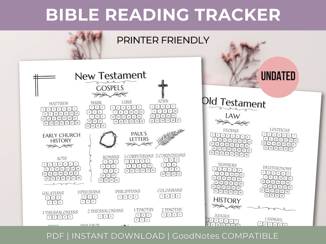 Bible Reading Tracker, Undated Bible Reading, Books of the Bible ...
