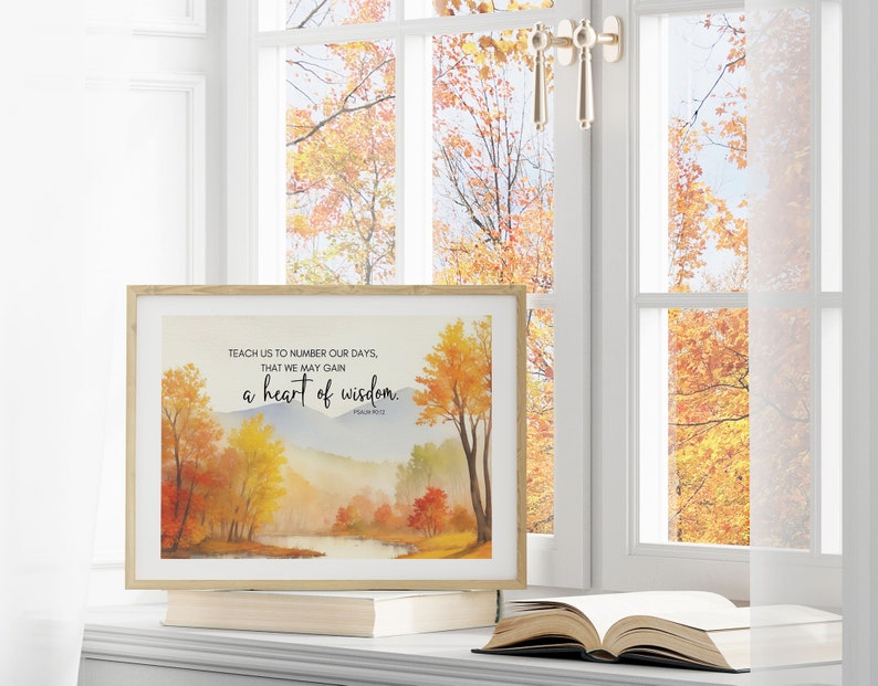 Psalm 90:12, Fall Bible Verse Wall Art, Scripture Wall Art, Farmhouse ...