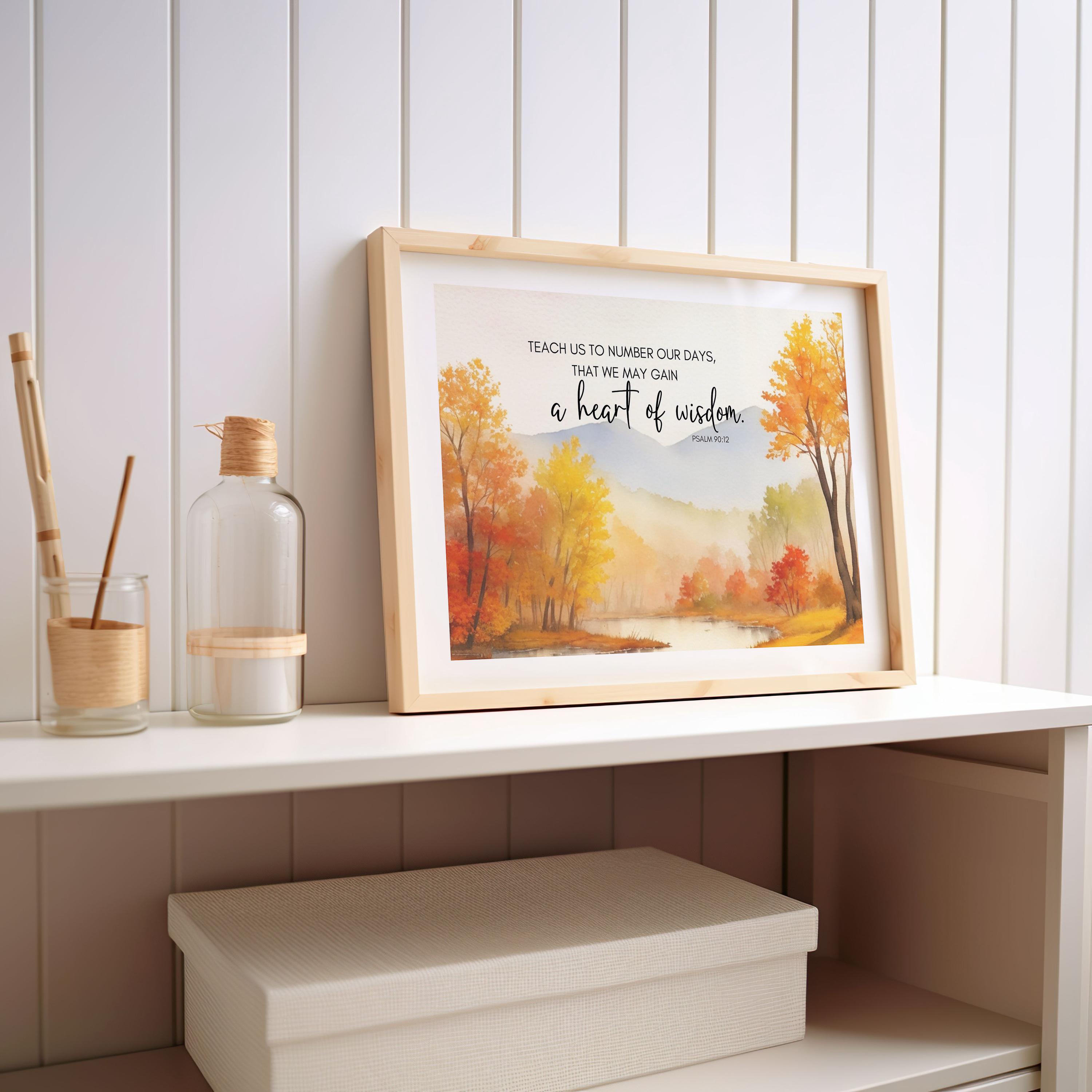 Psalm 90:12, Fall Bible Verse Wall Art, Autumn Scripture Wall Art ...