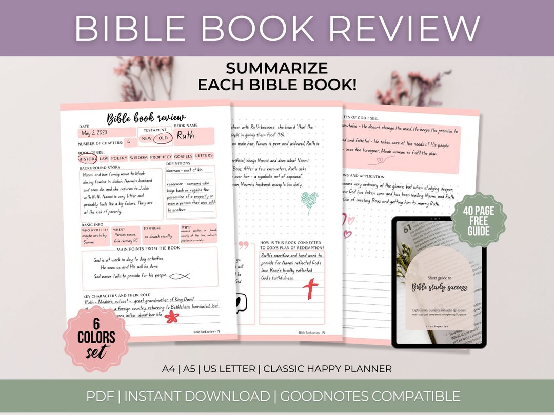 Bible Book Summary Template, Printable Bible Study Guide, Digital Bible ...