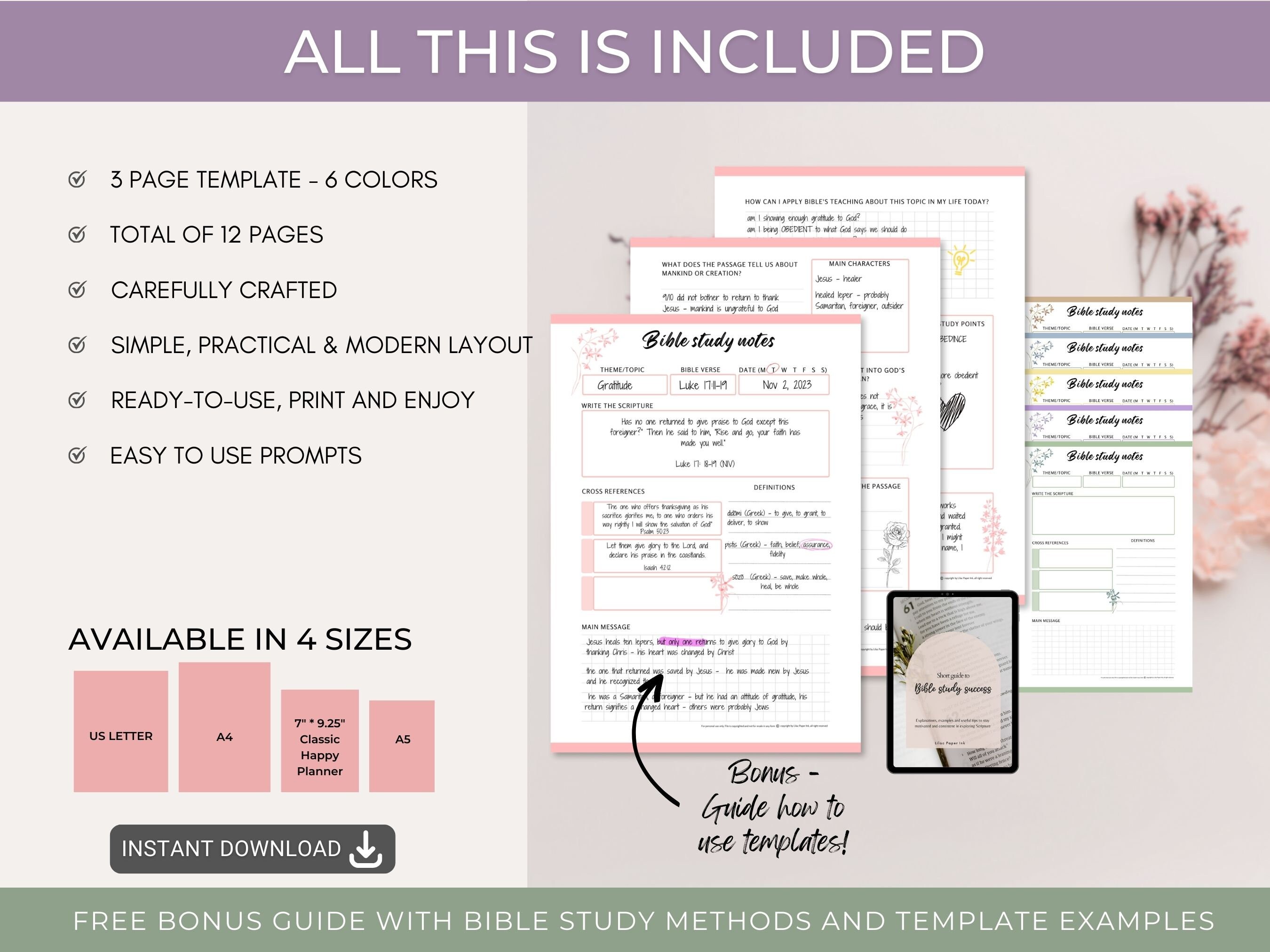 Bible Study Printable in Depth Bible Study Worksheets - Etsy Canada