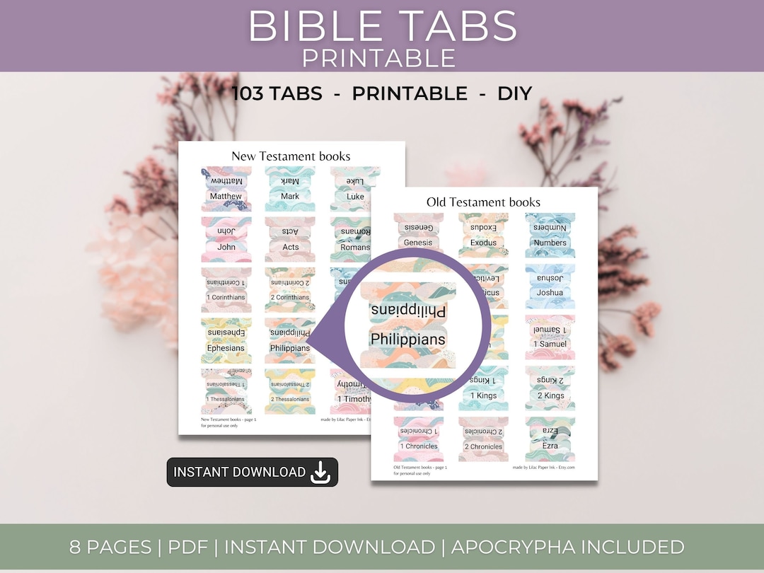 Bible Tabs, Printable Bible Study Tools, New Testament Tabs, Divider ...
