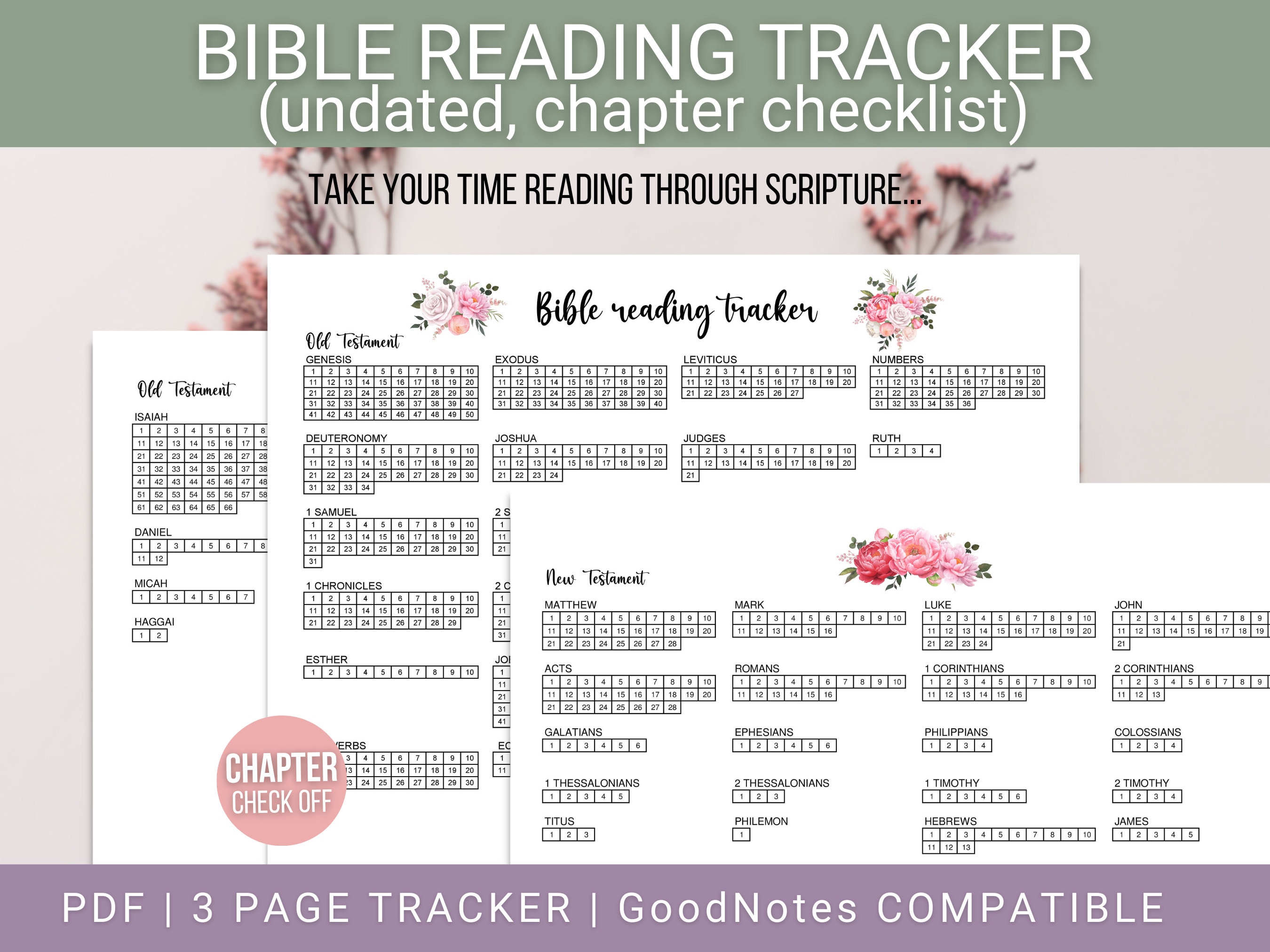 Bible Reading Tracker, Bible Reading Plan, Undated Bible Reading Log ...