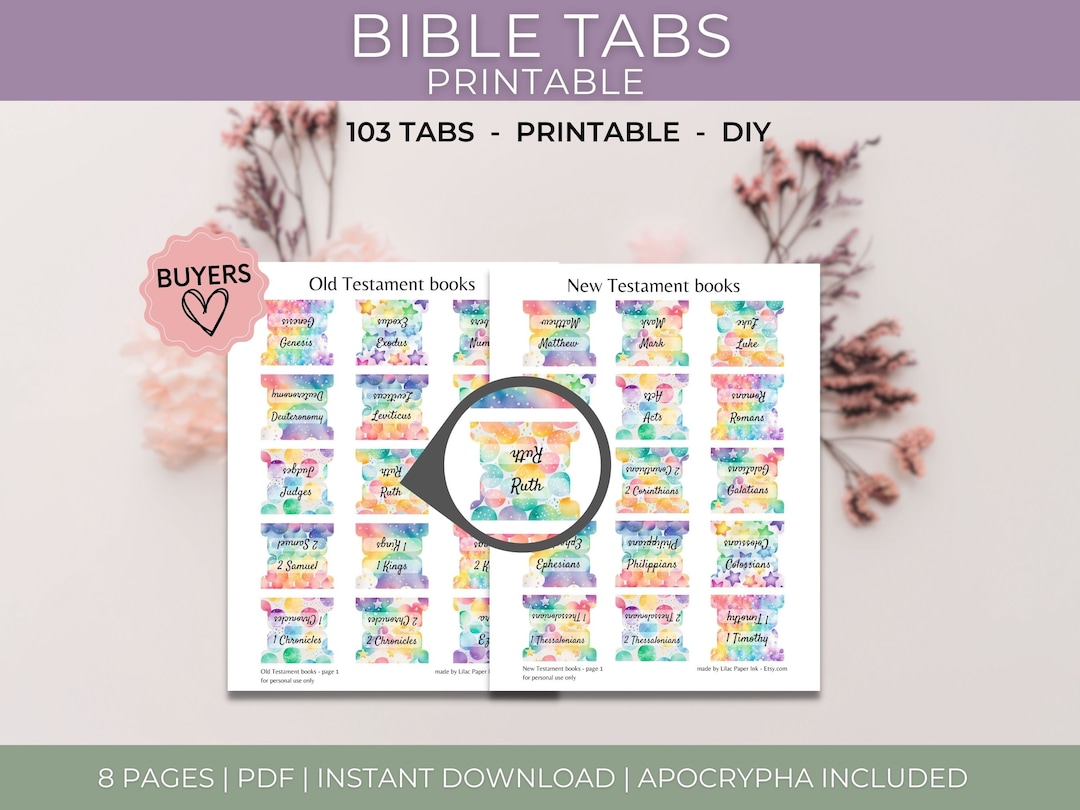 Bible Tabs Printable, Bible Study Tools, New Testament Tabs for ...