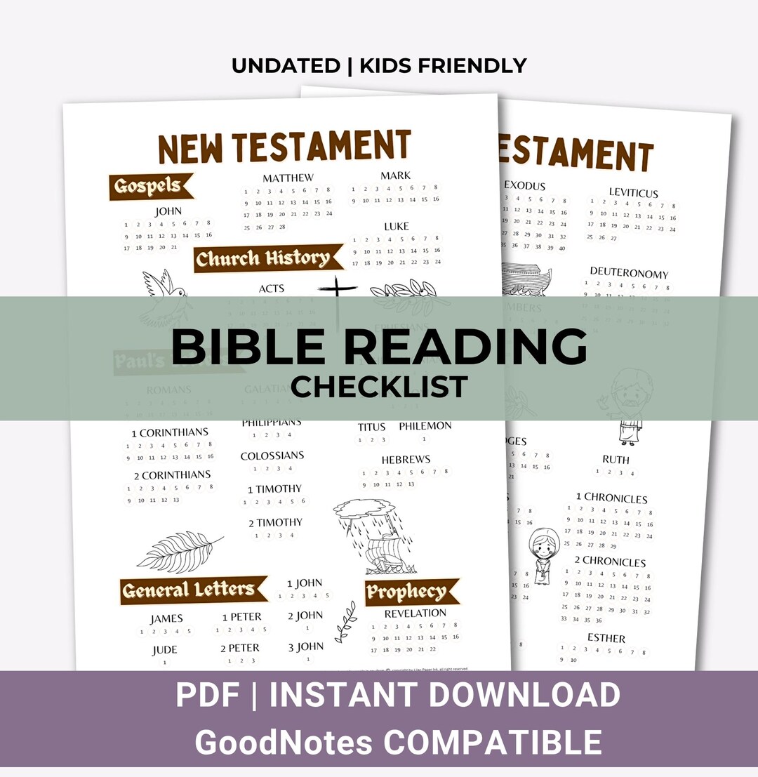 Kids Bible Reading Tracker Digital Bible Reading Log Books of the Bible ...