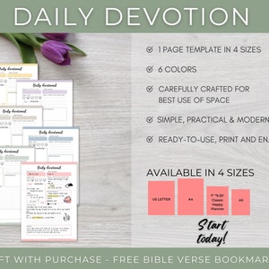 Daily Devotional Journal Digital Bible Study Template - Etsy