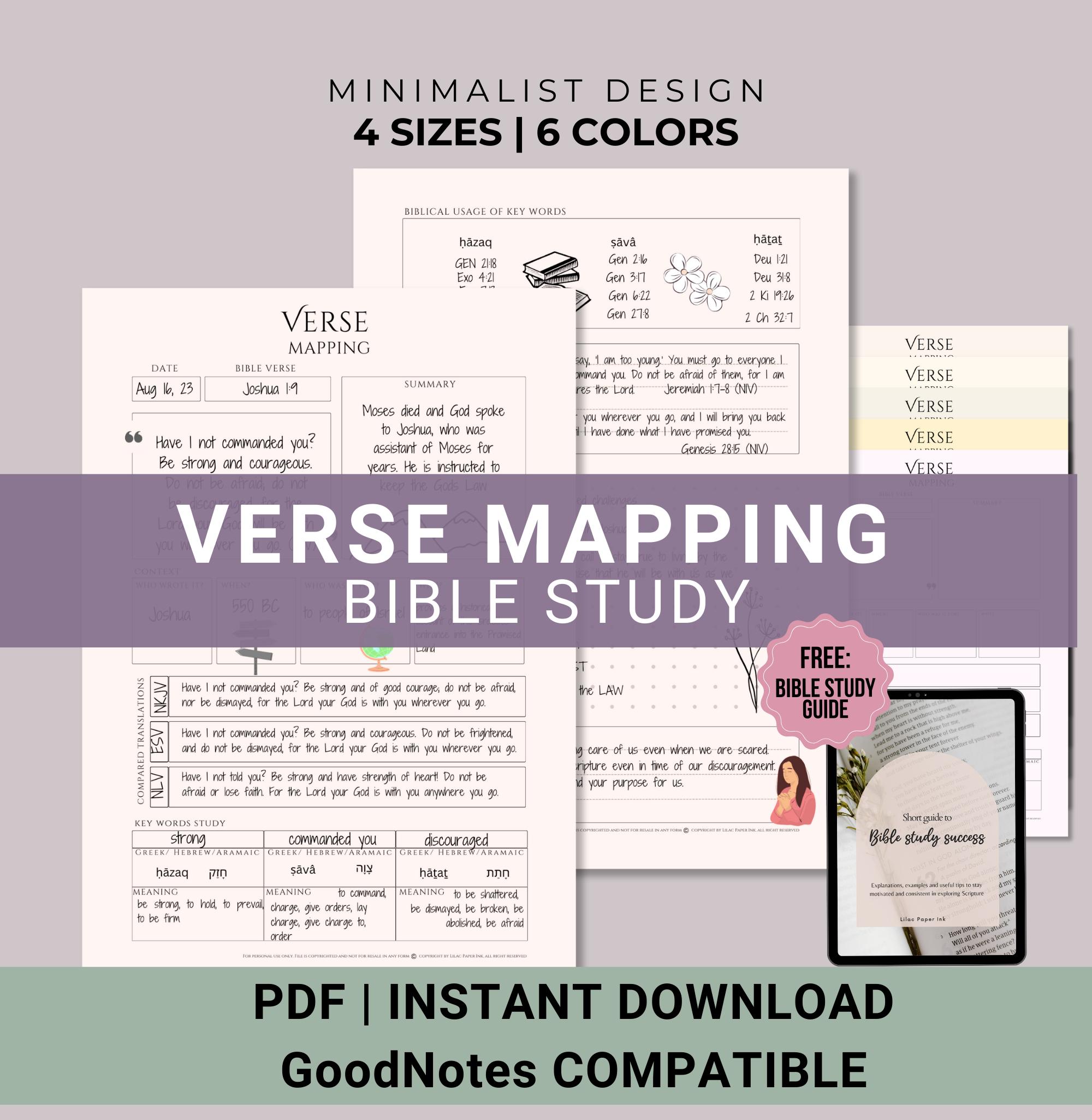 Verse Mapping Printable, Bible Study Template, Minimalist Scripture ...