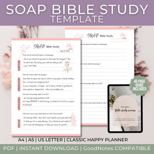 SOAP Bible Study Printable Template, Digital Bible Study Journal ...