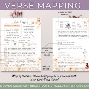 Bible Verse Mapping Printable, Bible Study Template, Boho Themed ...