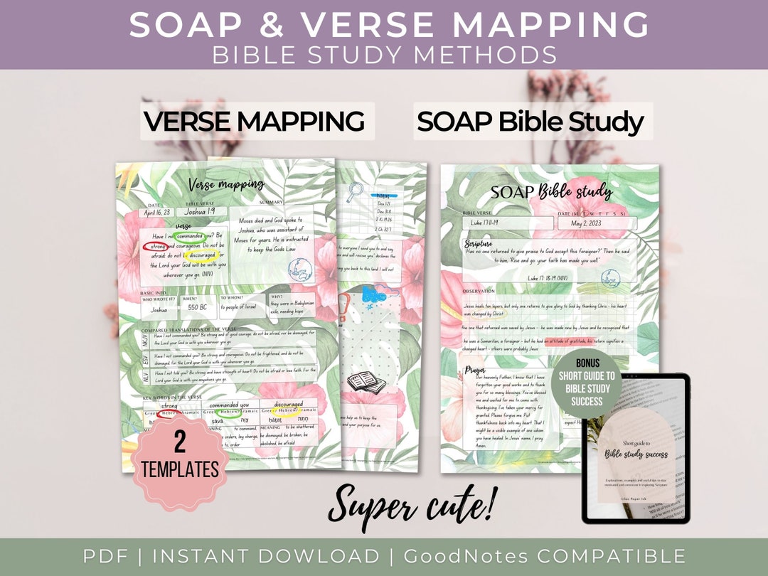 Verse Mapping and SOAP Bible Study Template, Digital Bible Study Tools ...