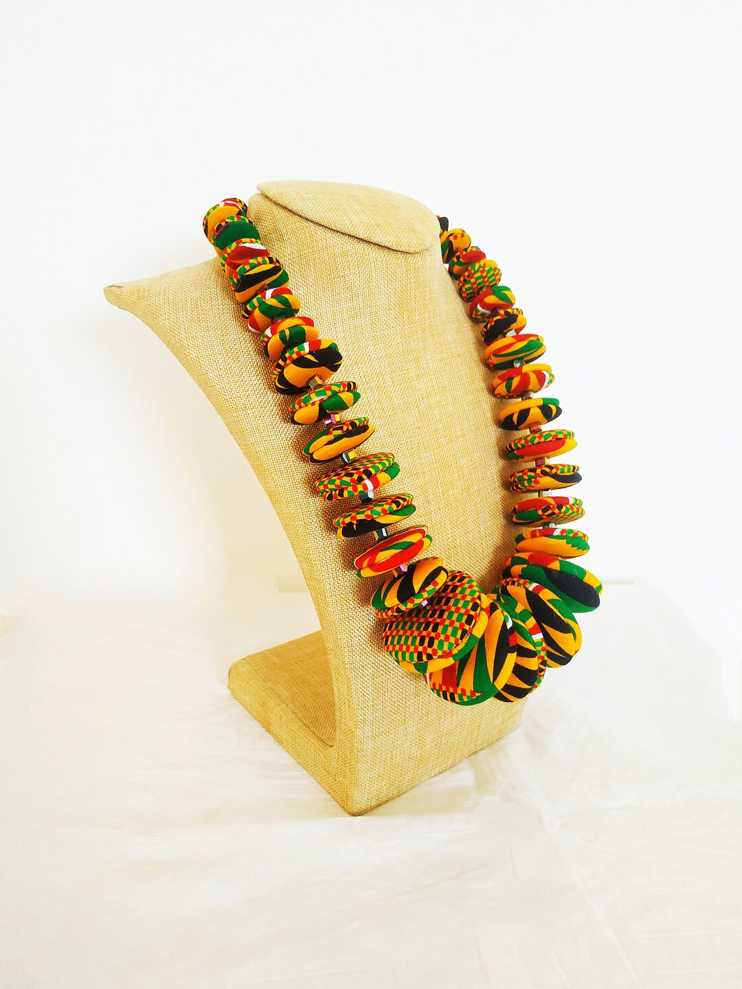 African Ankata Button Necklace for Women, Kente Necklace, Handmade ...