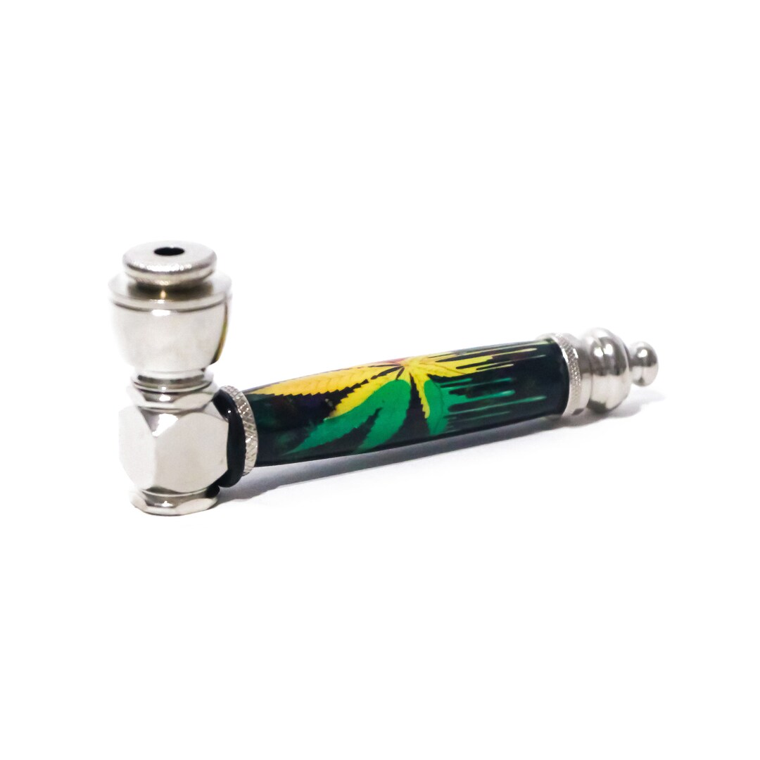 Rasta Leaf Photo Handcrafted Pipe | Aluminum Compact Travel Smoking ...
