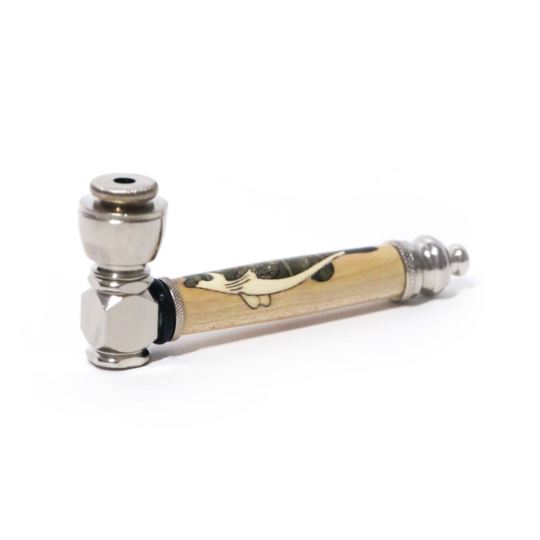 Largemouth Bass Wooden Inlay Handcrafted Pipe | Aluminum Compact Travel ...