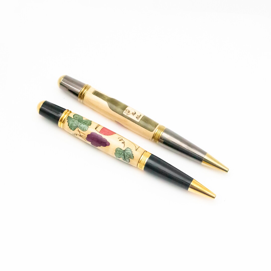 Handmade Wooden Inlay Wine Themed Twist Ballpoint Pen - Etsy