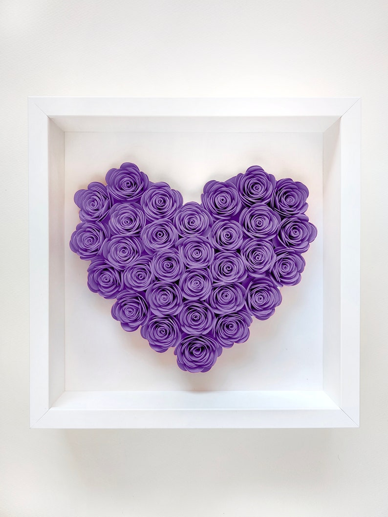 Personalised Heart Shadow Box With Hand Rolled Paper Flowers ...