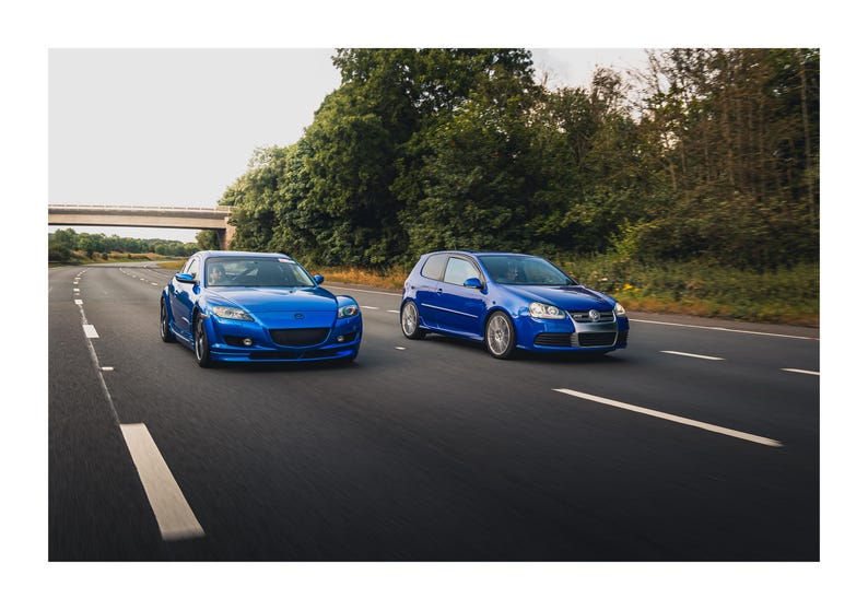 Mazda RX8 & VW Golf R32 Rolling Shot Poster | Car Photography ...