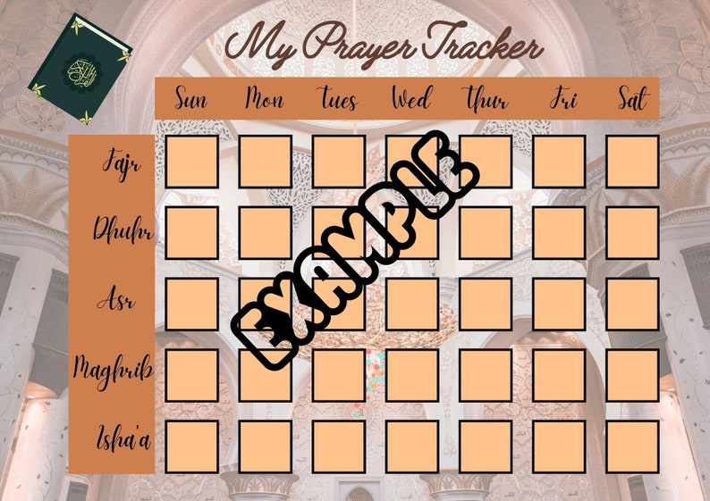 Prayer Tracker for the Five Daily Prayers PDF, JPG - Etsy