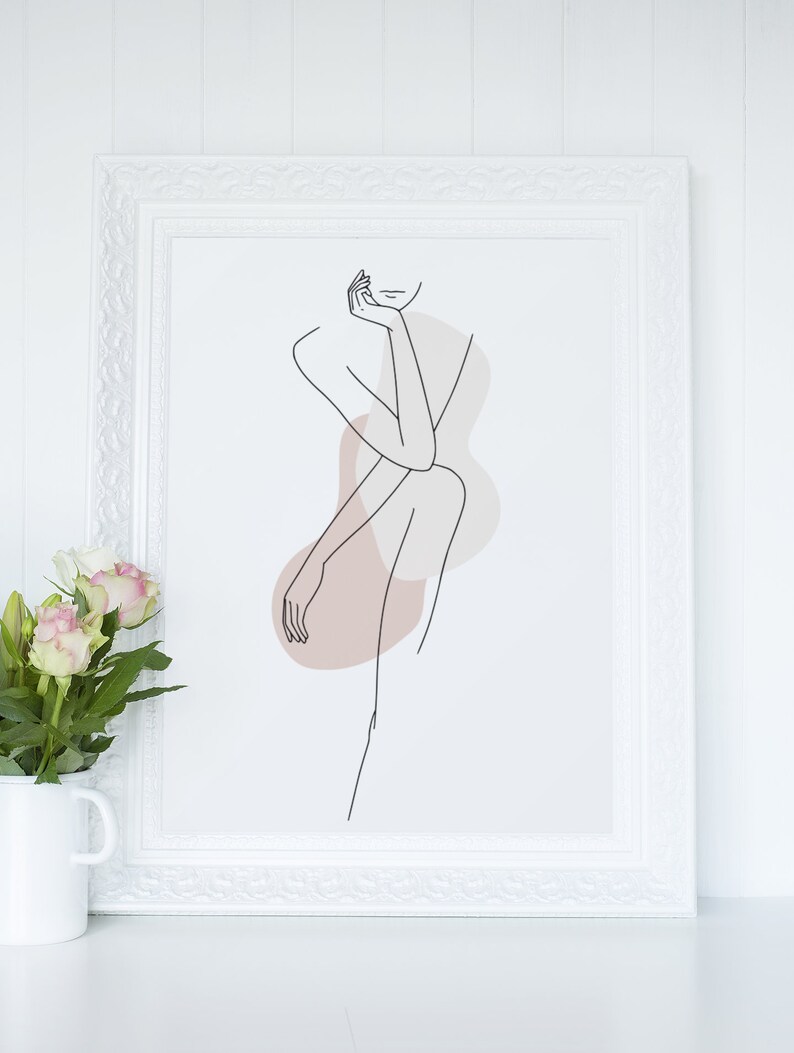 Line Art Woman Silhouette Instant Download A4 - Etsy