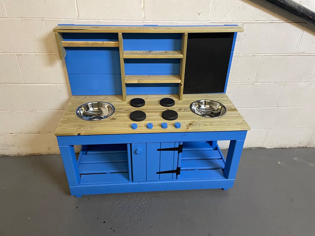 Large Double Bowl, Play Mud Kitchen With Pretend Play oven Cupboard ...