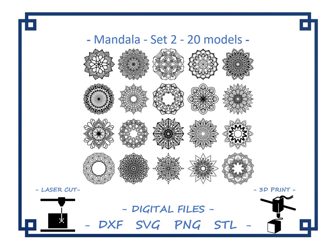 Mandala - Set 2 - 20 Models - Digital Files for Laser Cutting, 3D ...