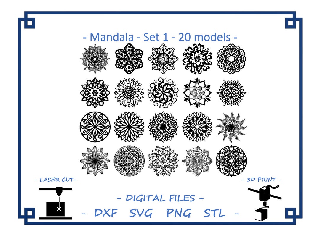 Mandala - Set 1 - 20 Models - Digital Files for Laser Cutting, 3D ...