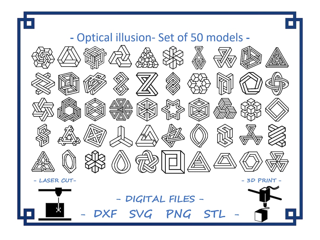 Optical Illusion- Set of 50 Models - Digital Files for Laser Cutting ...