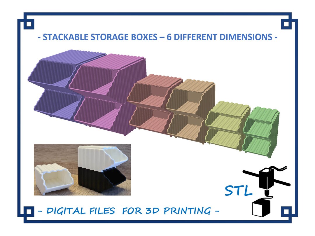 Stackable Storage Boxes – Set of 6 Different Dimensions - Files for 3D ...