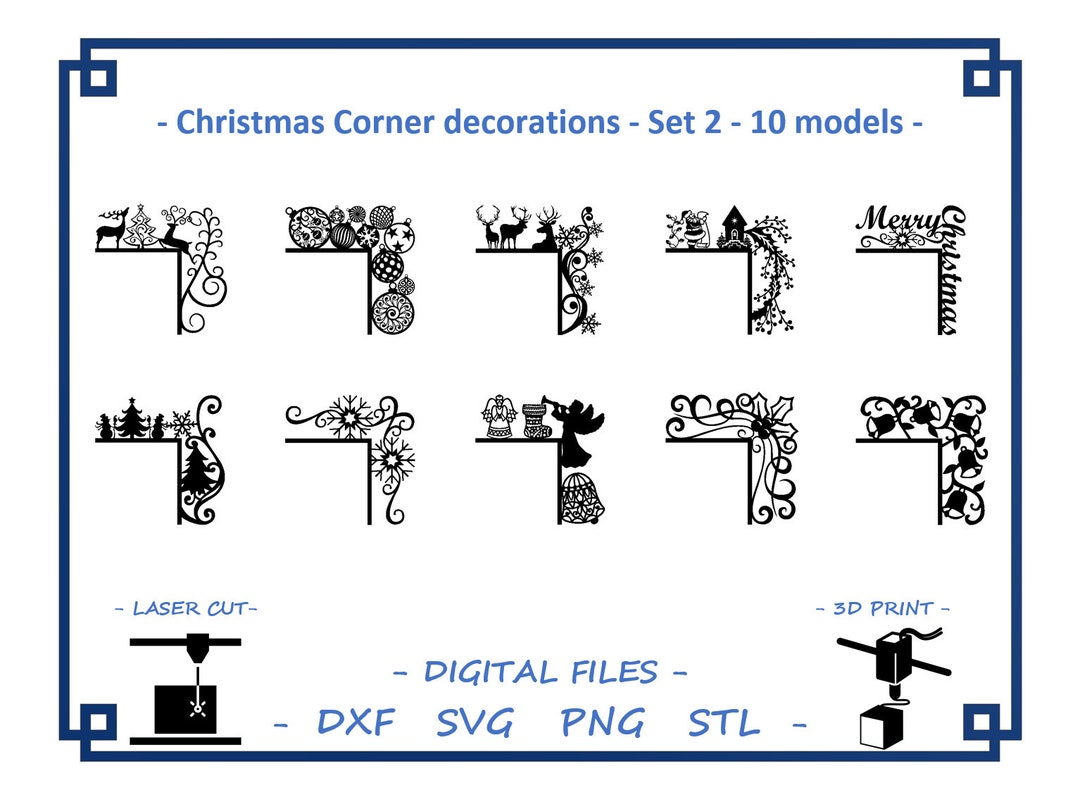 Christmas Corner Decorations - Set 2 - 10 Models - Digital Files for ...