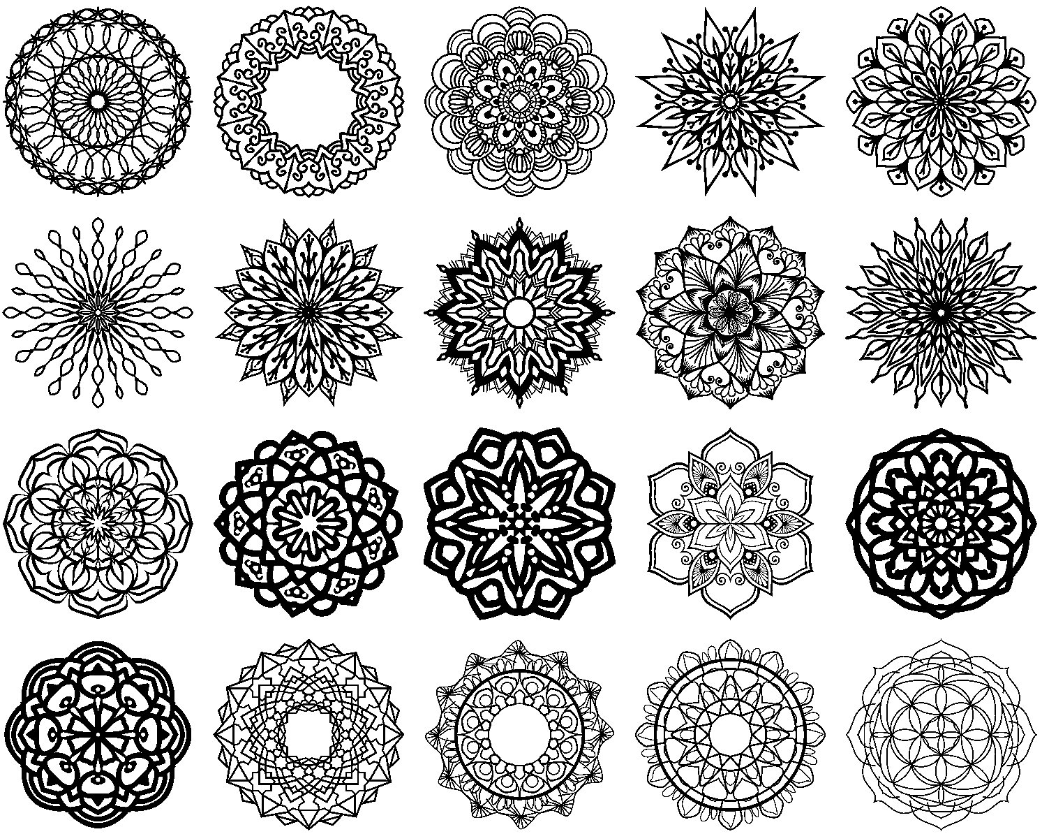 Mandala - Set 4 - 20 Models - Digital Files for Laser Cutting, 3D ...