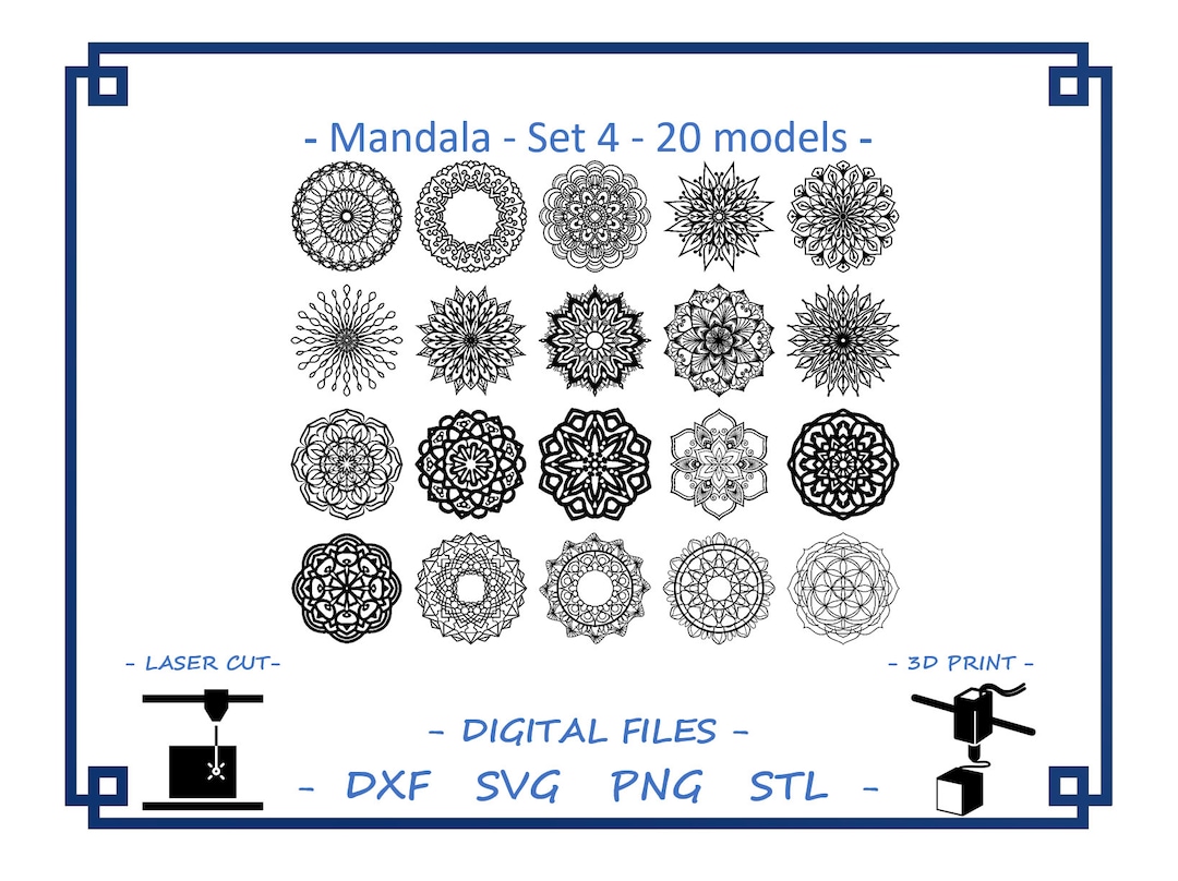 Mandala - Set 4 - 20 Models - Digital Files for Laser Cutting, 3D ...