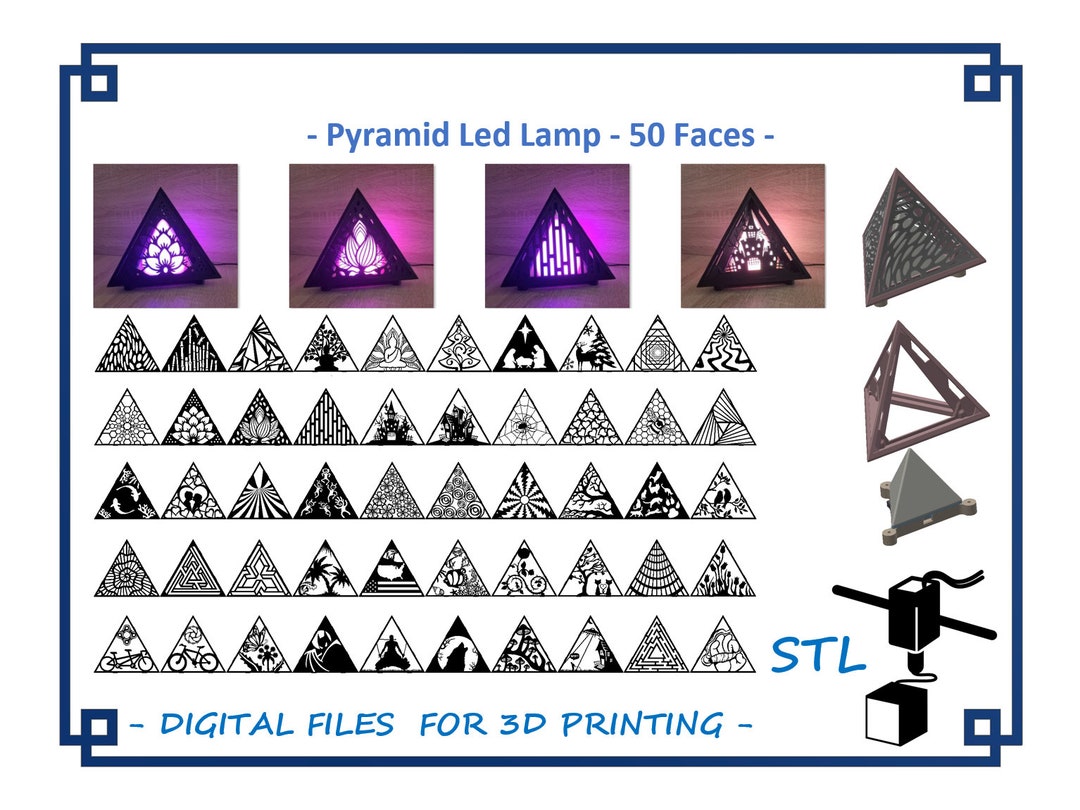 Pyramid Led Lamp - 50 Interchangeable Faces - Files for 3D Printing - Etsy