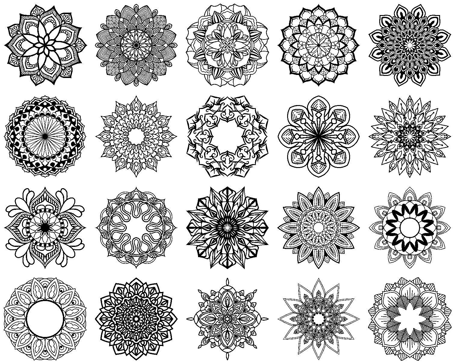 Mandala Set 2 20 Models Digital Files for Laser Cutting, 3D Printing - Etsy