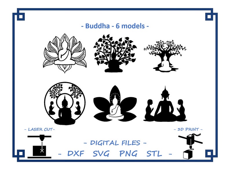 Buddha 6 Models Digital Files for Laser Cutting, 3D Printing - Etsy