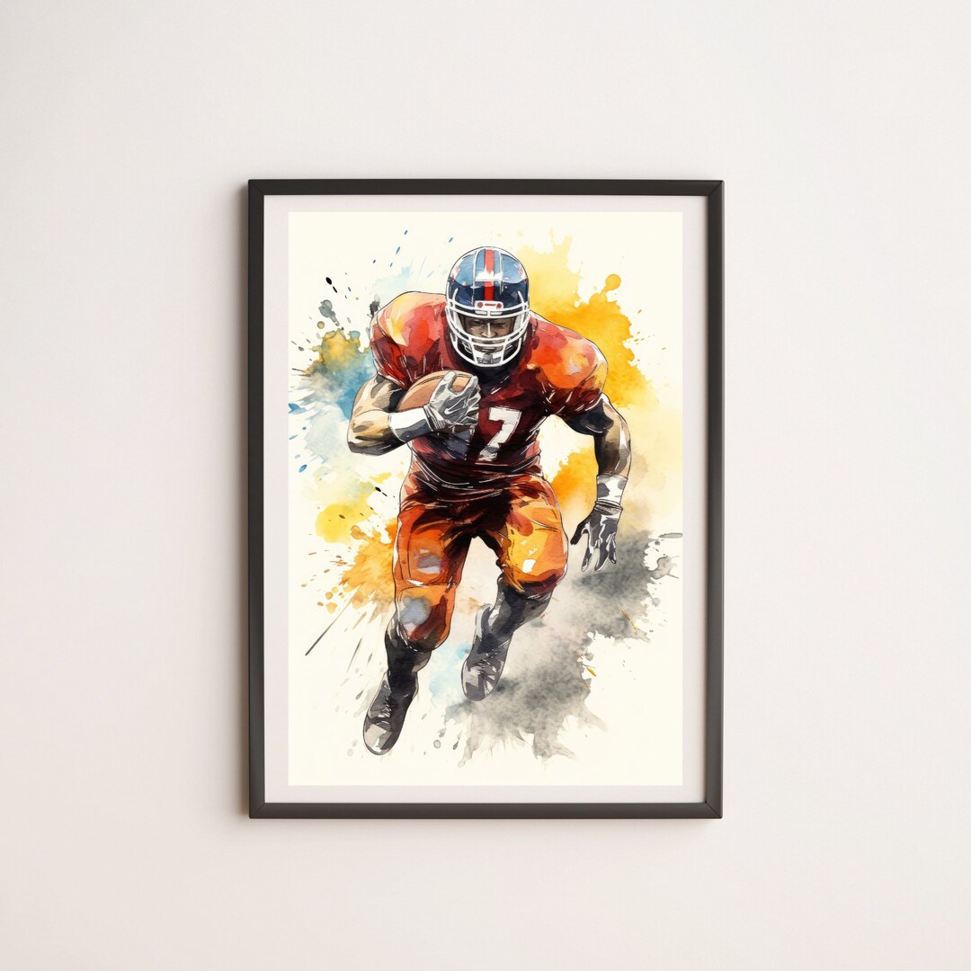 Football Player Watercolor Print American Football Poster,football ...
