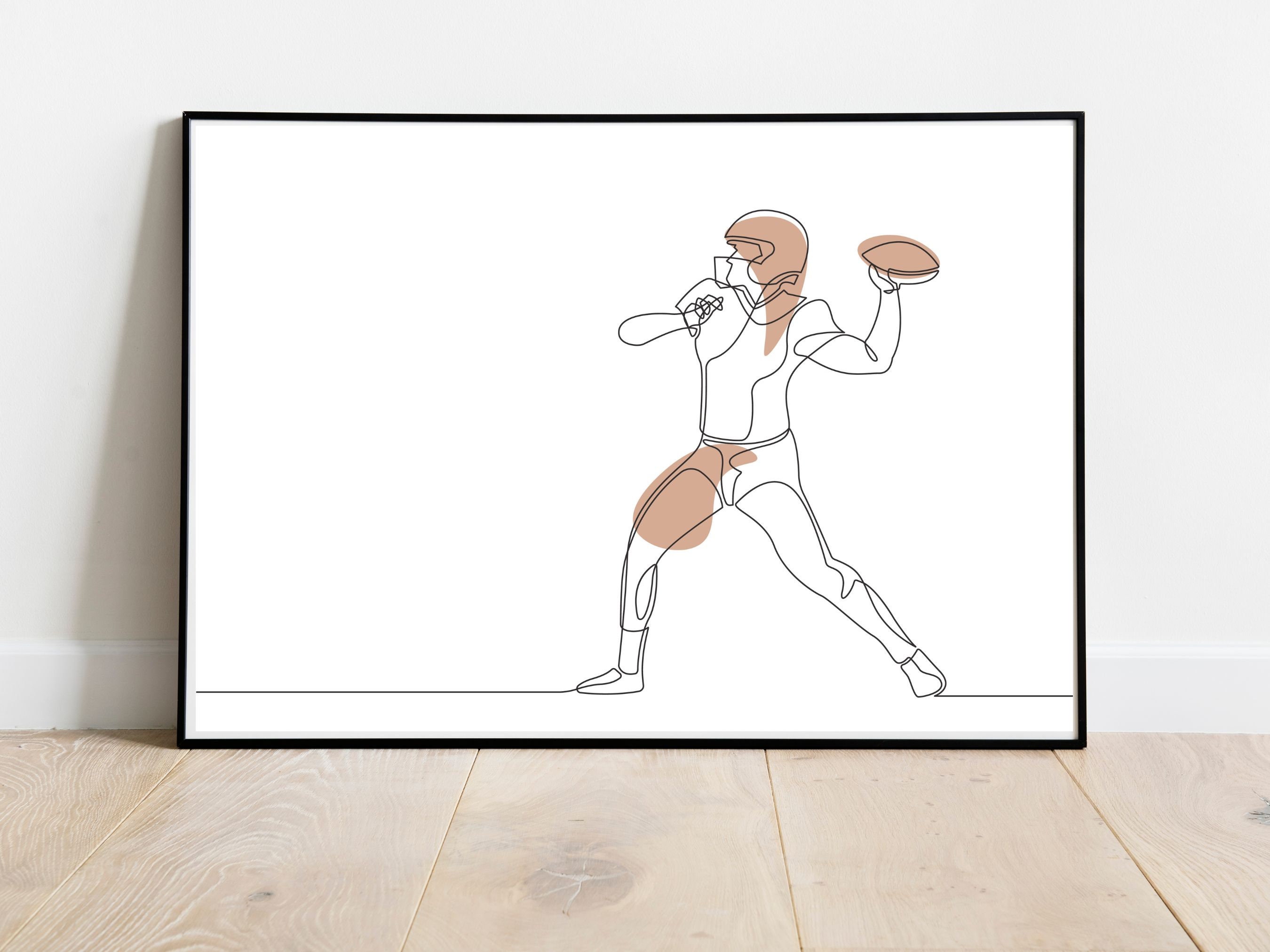 Minimalist American Football Line Art,football Player Line Art ...