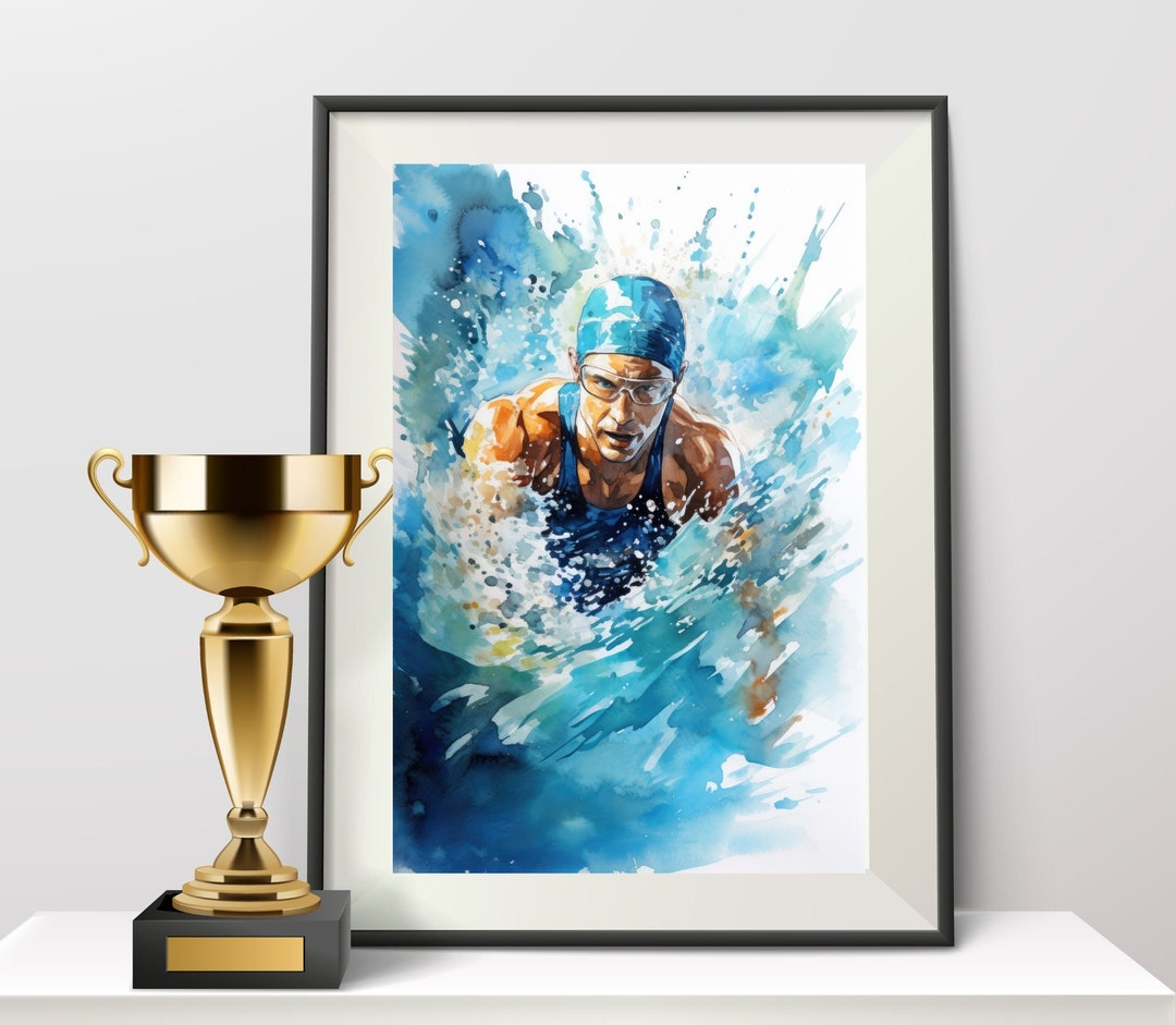 Swimmer Wall Art, , Swimmer Art,swimming Wall Decor Teen Room Decor ...