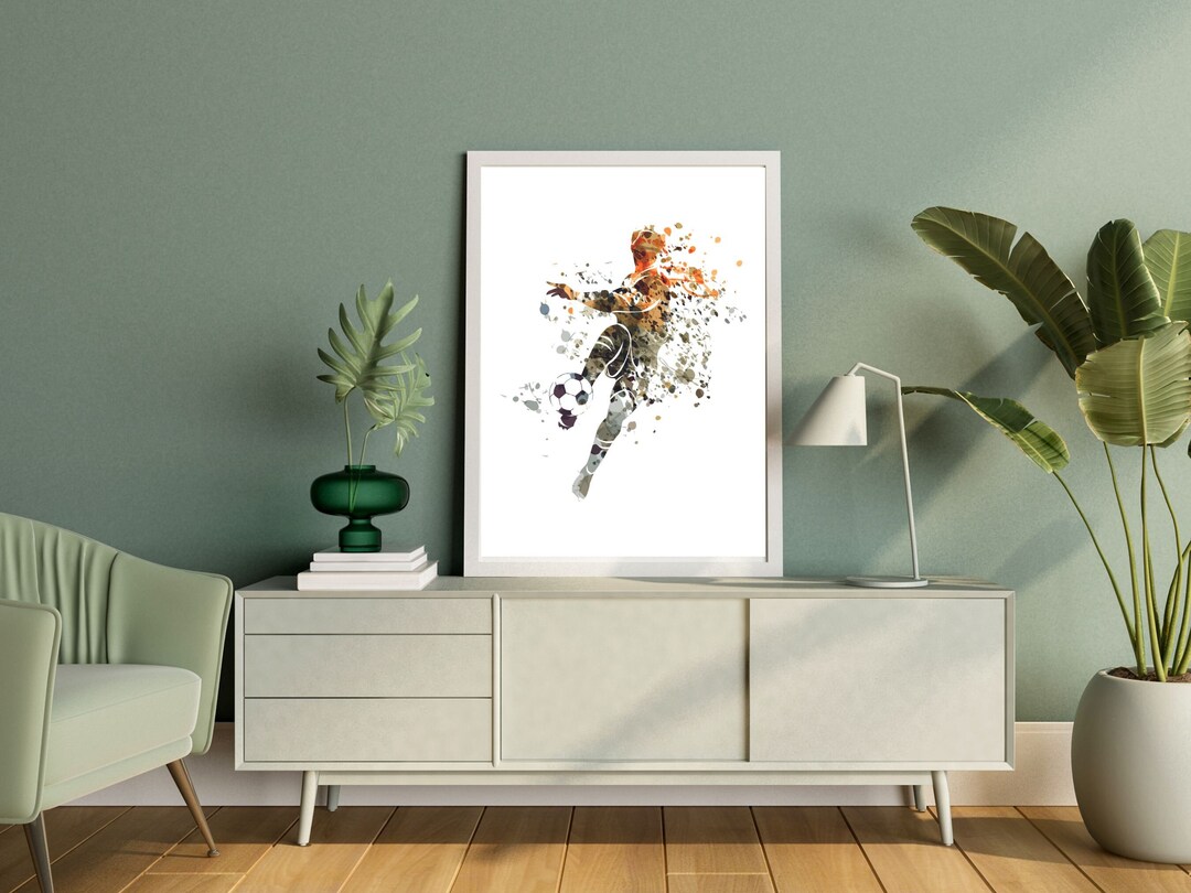 Soccer Print Soccer Player Poster Sport Watercolor Decor Home ...