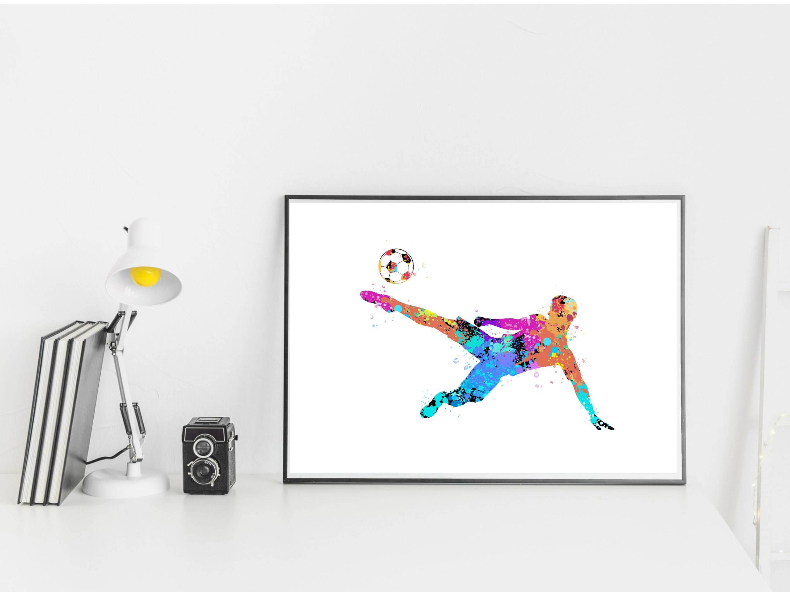 Soccer Print,soccer Player Poster Sport Watercolor Decor Home ...