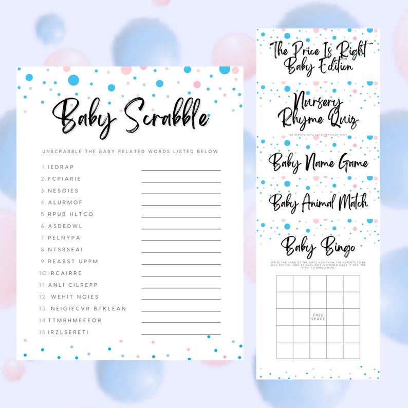 Baby Shower Printable Games & Activity | Nursery Rhymes | Digital Baby ...