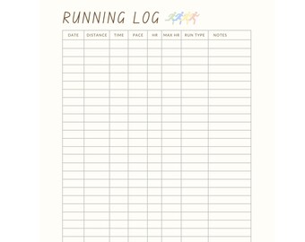 Running Chart Printable - Etsy