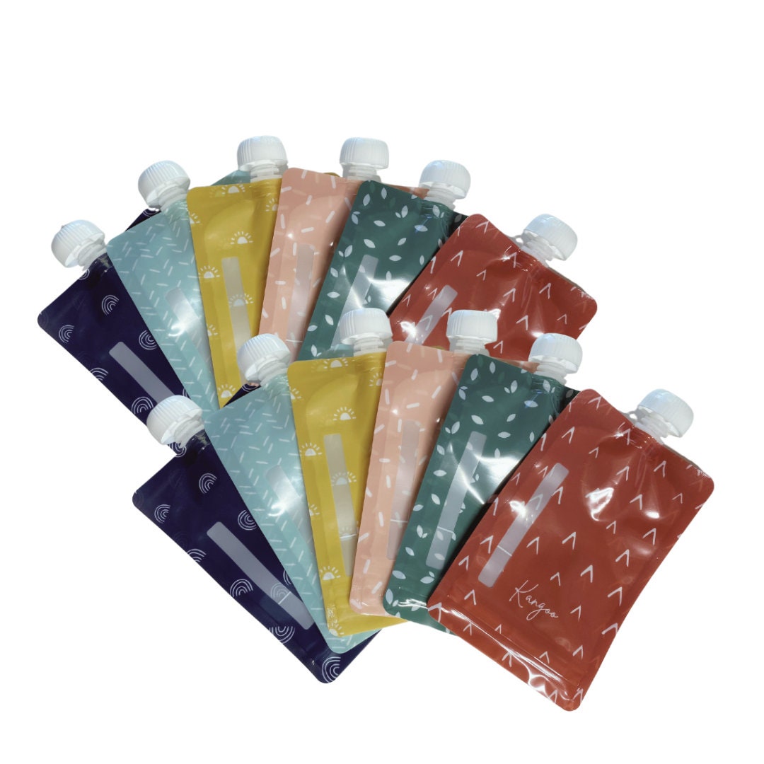 Reusable Food Pouches Storage X12 Baby Boho ECONOPACK Snacks Purees ...
