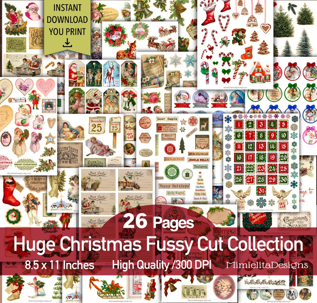 Christmas Retro Fussy Cut Junk Journal December Daily vintage santa ...