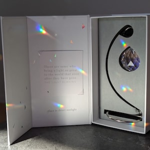Tabletop Memorialight Crystal W/stand- Sympathy Grief Gift Rainbow ...